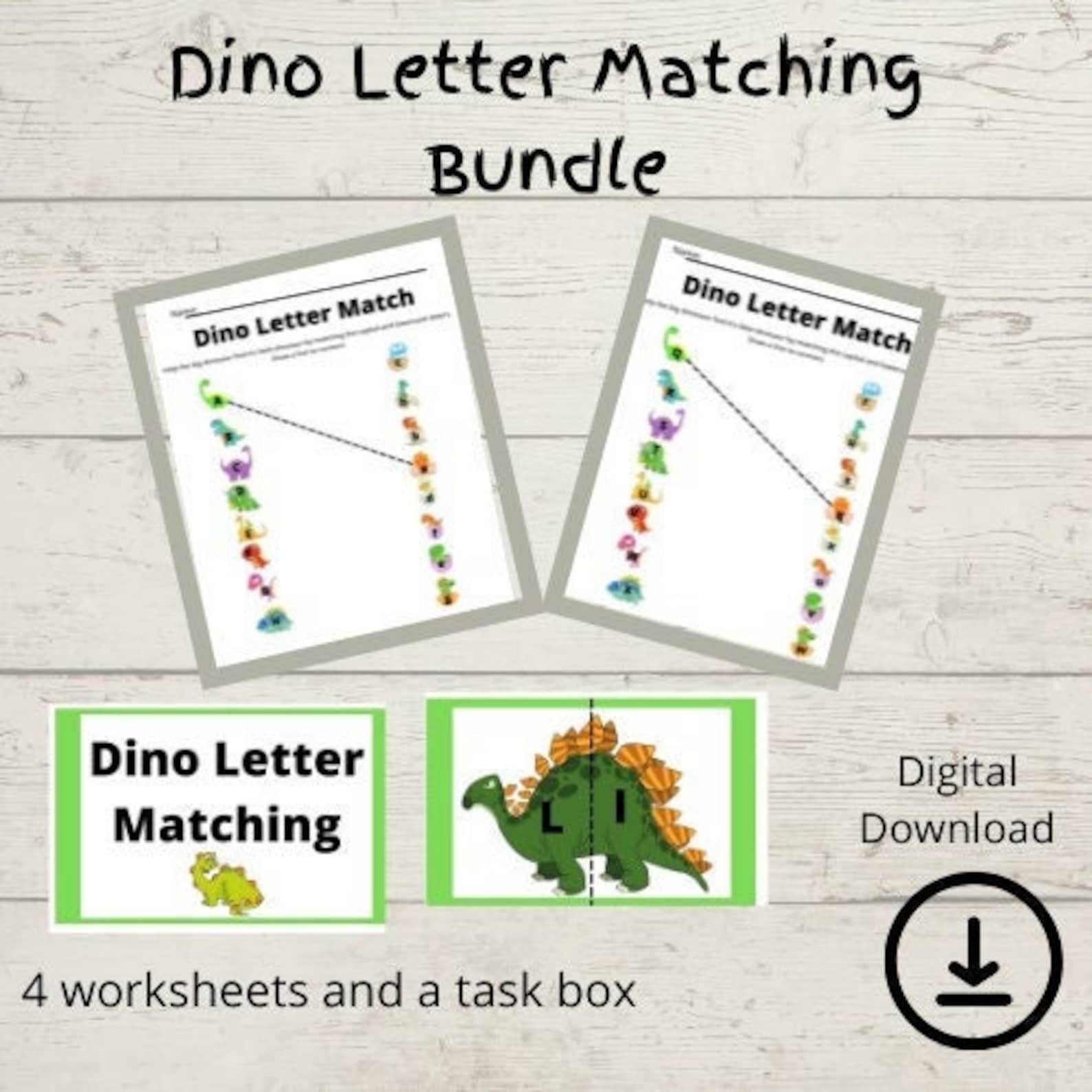 Homeschool Printables | Dinosaur Themed | Letter Matching | Task Box ...