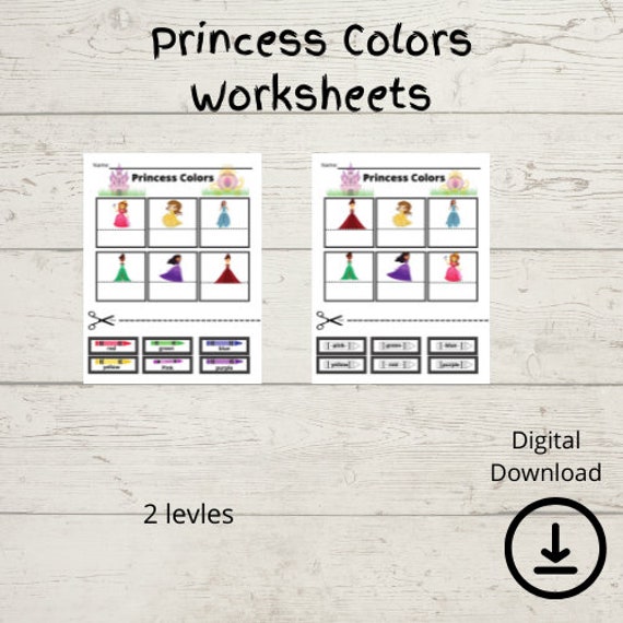 Princess Themed Colors Worksheet Matching and Identifying | Etsy