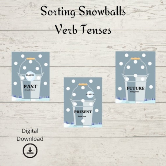 Homeschool Printables Sorting Snowballs Verb Tenses - Etsy
