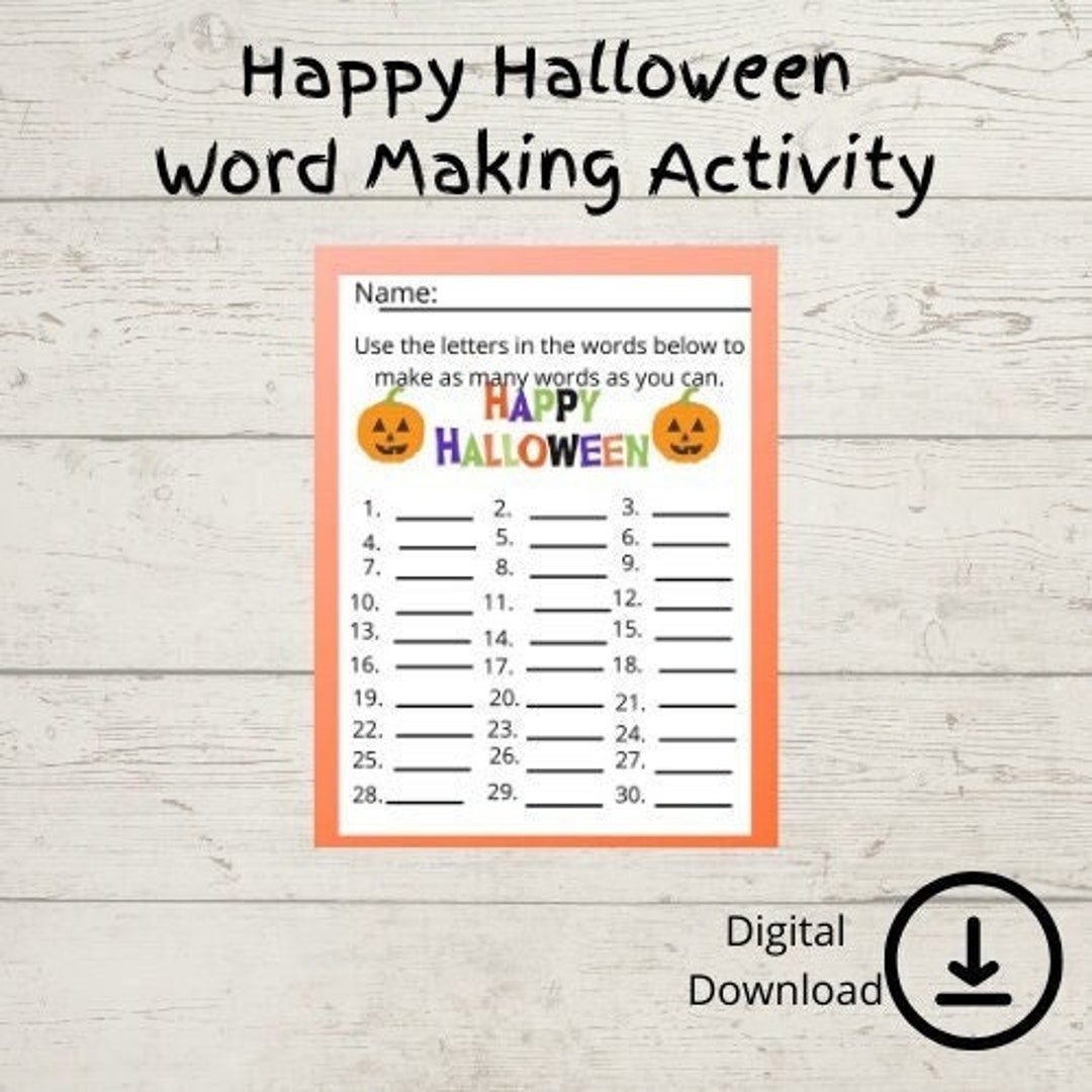 Halloween Themed Word Making Activity Worksheet | Digital Download ...