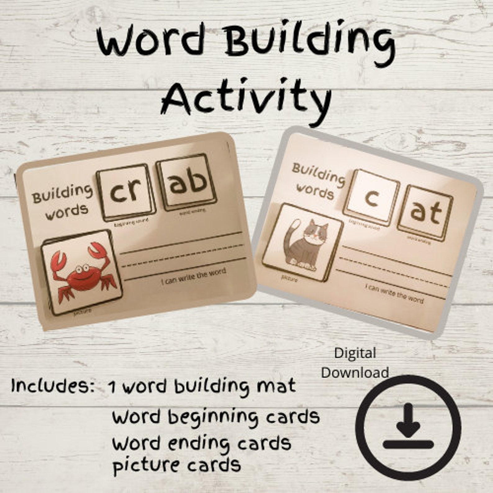 Kindergarten Reading Activity | Word Building Activity | Digital ...