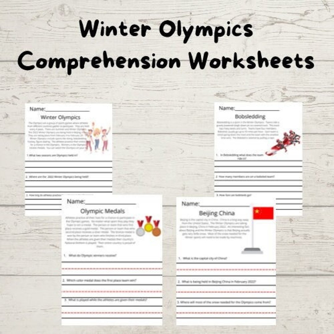 Homeschool Printables | Winter Olympic Comprehension Worksheets | 4 ...