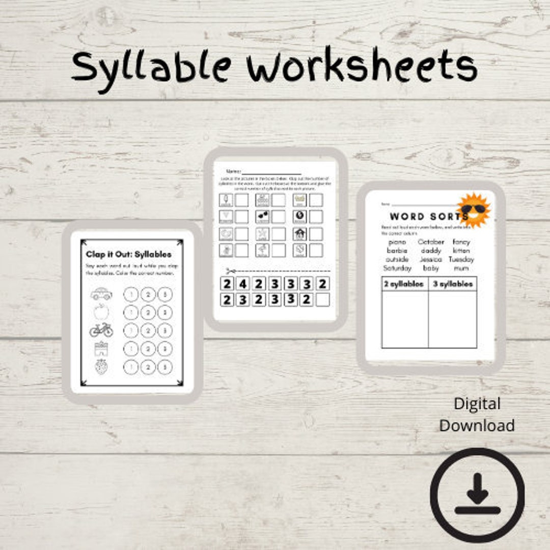 Homeschool Printables | Syllable Worksheets | Digital Download ...