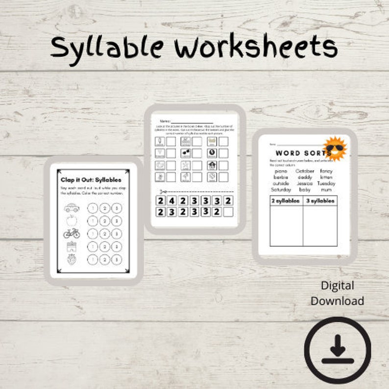 Homeschool Printables | Syllable Worksheets | Digital Download ...