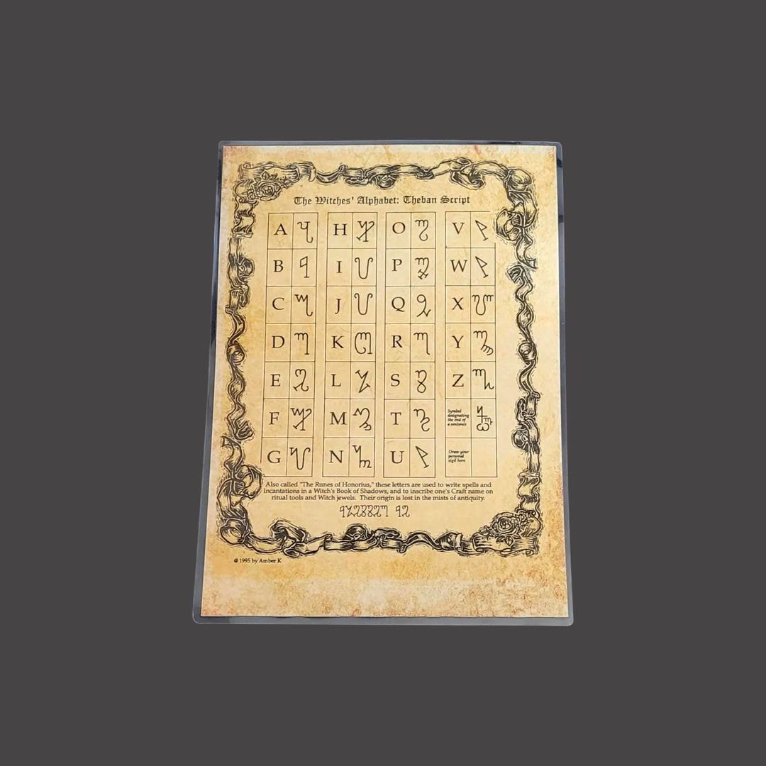 Witches Alphabet Poster A4 – Theban Script Chart for Witchcraft & Wicca ...