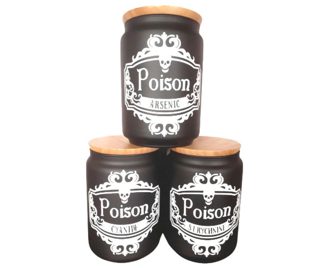 Gothic Apothecary Poison Jar Set – Witchcore Kitchenware | Strychnine ...