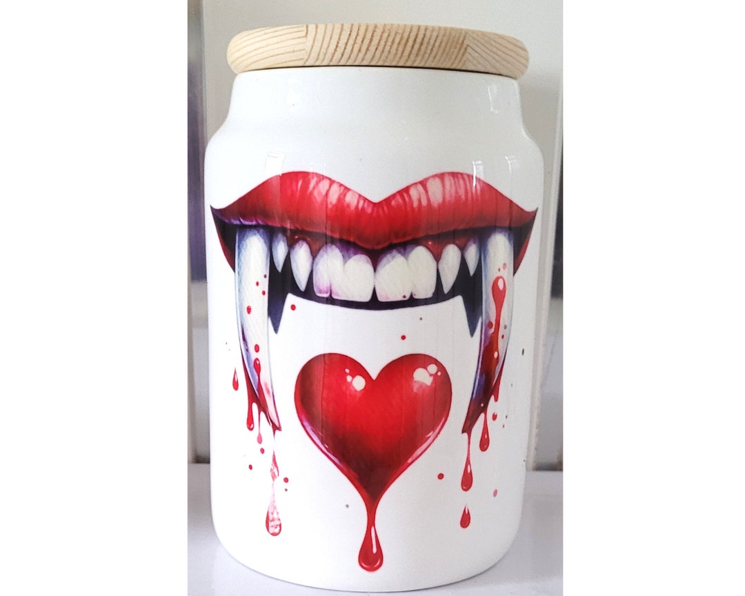 Gothic Vampire White Ceramic Storage Canister, Gifts for Goths, Tea ...