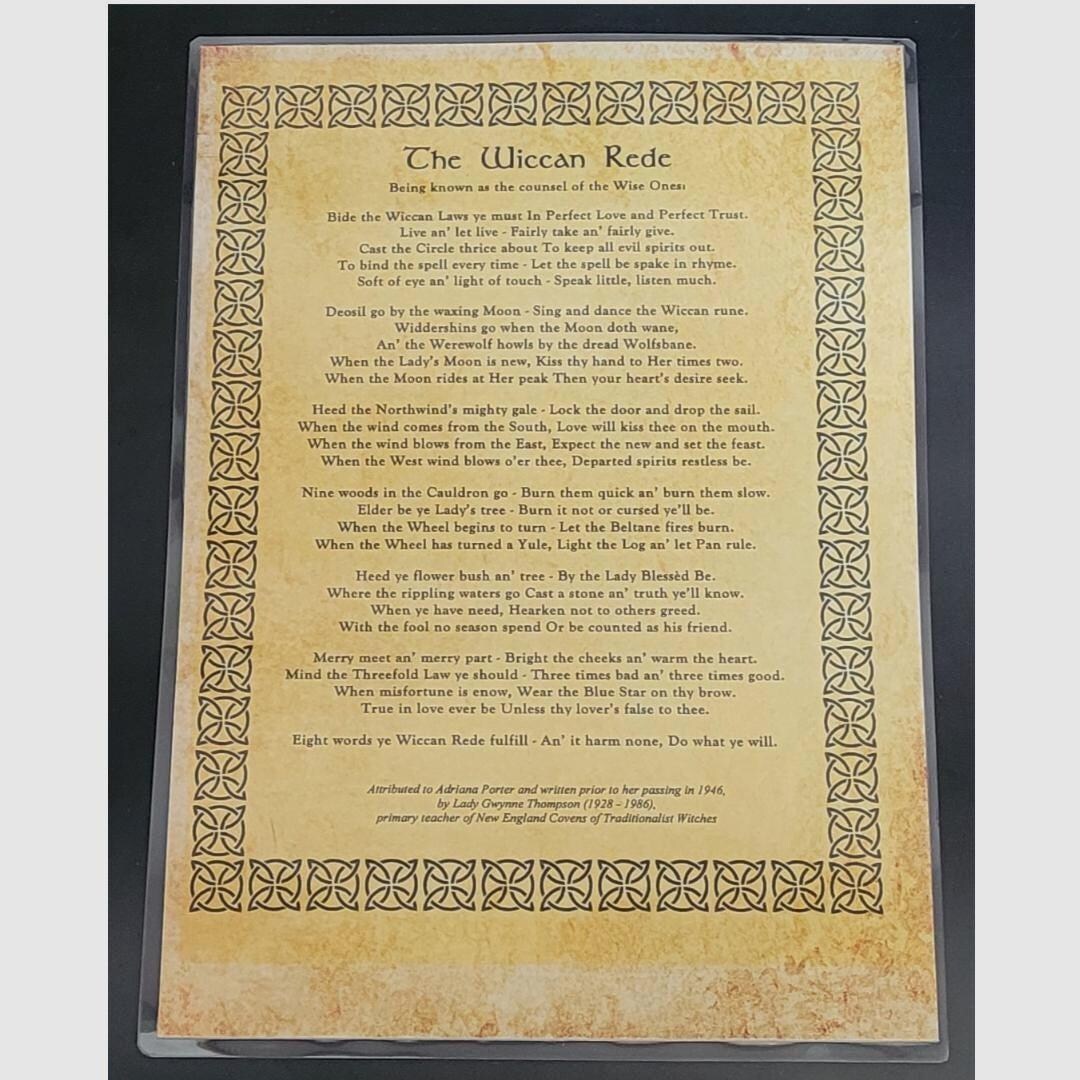Wiccan Rede Poster A4 | Witchcraft Wall Decor | Wicca Home Decor | Book ...