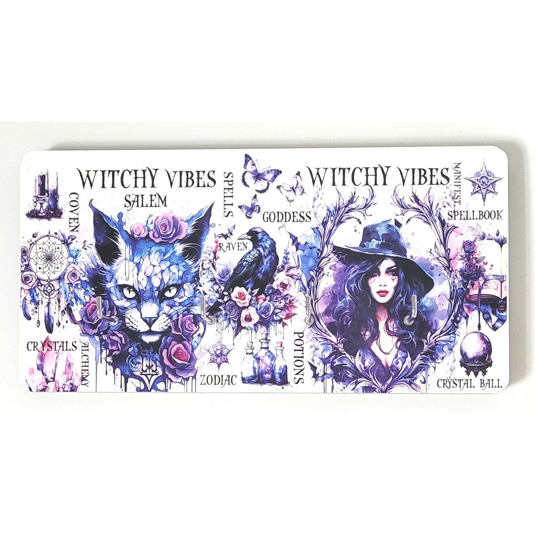 Witchy Vibes Key Rack | Gothic Wall Art | Witchcore Home Gift | Crystal ...