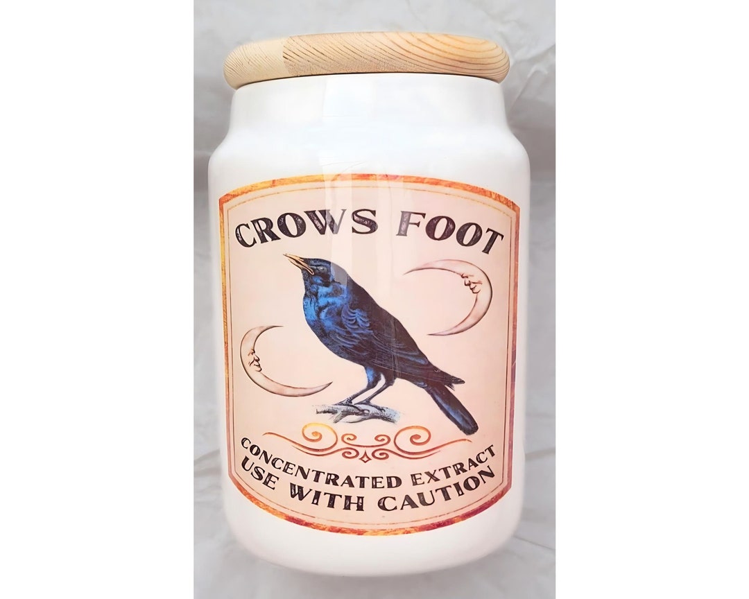 White Ceramic Storage Canister, Crows Foot, Witchy Gifts, Tea Coffee ...
