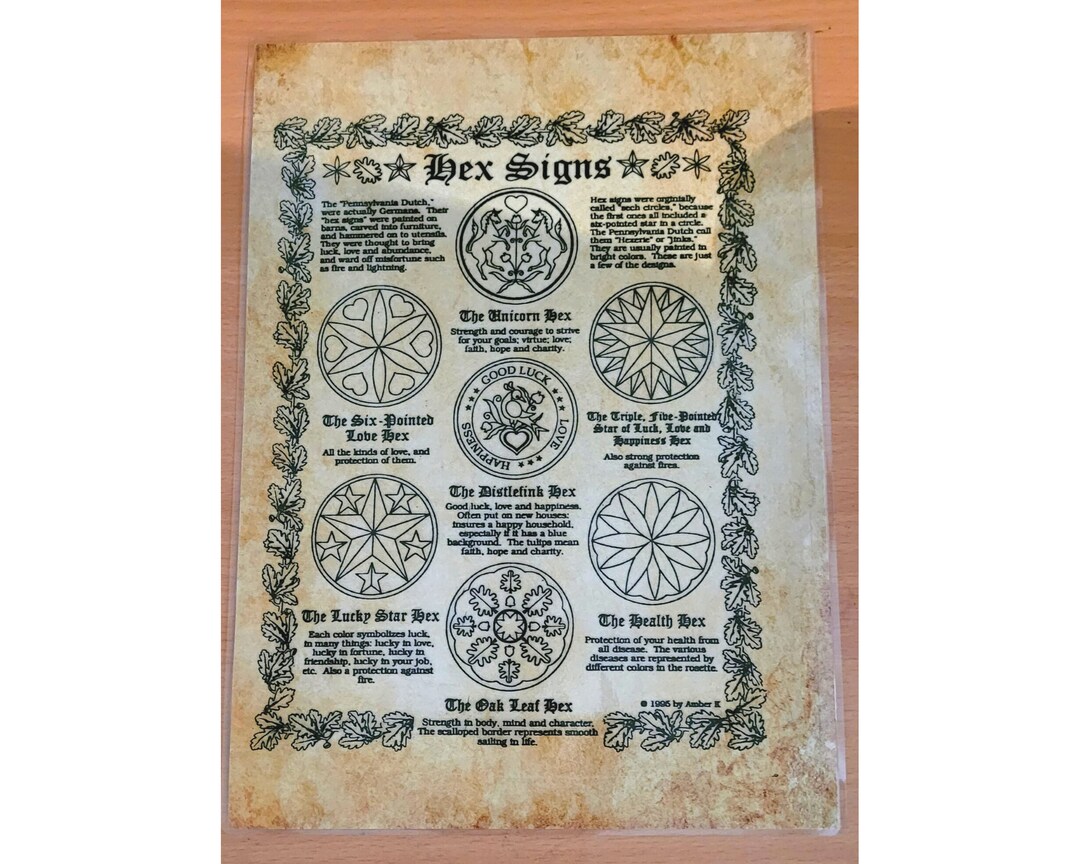 Hex Signs Printed on Parchment and Laminated, Wiccan Poster, Witchy ...