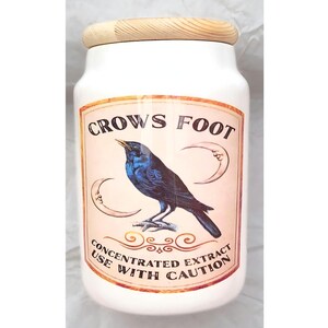 White Ceramic Storage Canister, Crows Foot, Witchy Gifts, Tea Coffee ...