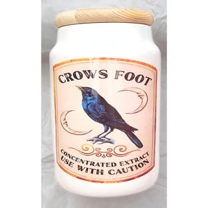 White Ceramic Storage Canister, Crows Foot, Witchy Gifts, Tea Coffee ...