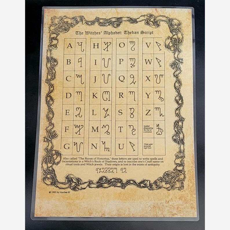 Witches Alphabet Poster A4 | Theban Script Chart | Witchcraft Reference ...