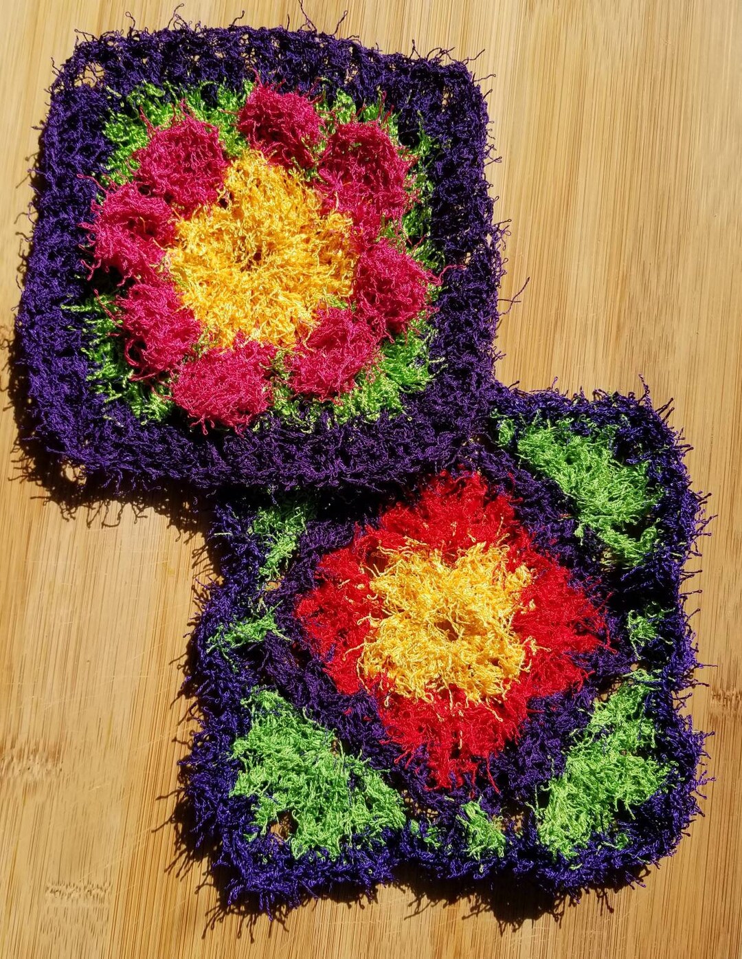 Hand Crocheted Granny Square Dish Washing Scrubbies. Made of Scrubby ...