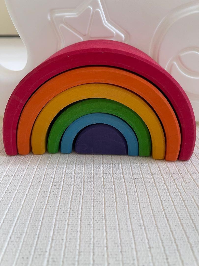 Wooden Waldorf Rainbow Stacker Toy Grimms Style 1 Age 12 Pcs ...