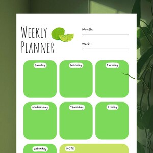 Green Weekly Planner Template - Etsy