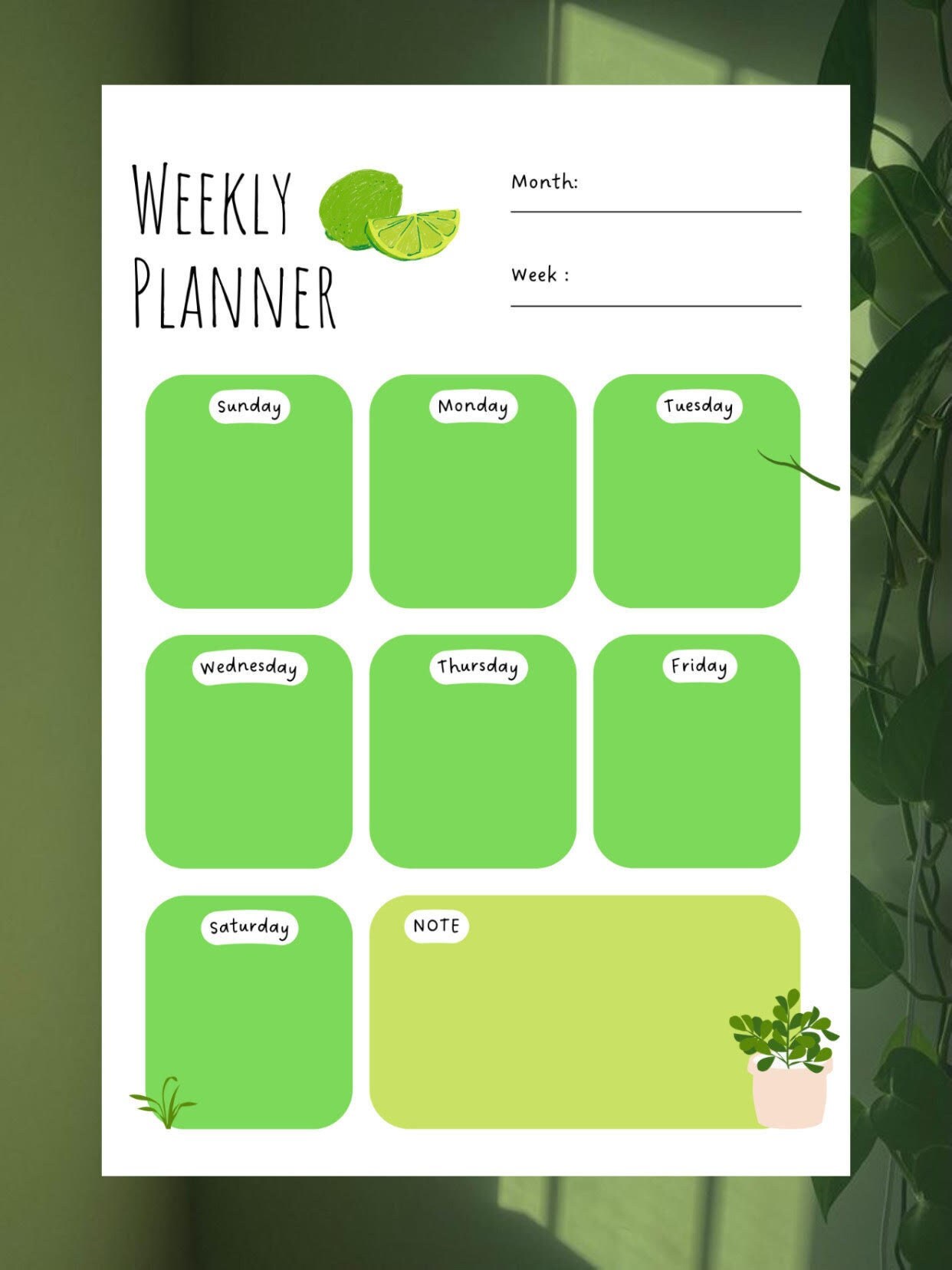 Green Weekly Planner Template - Etsy