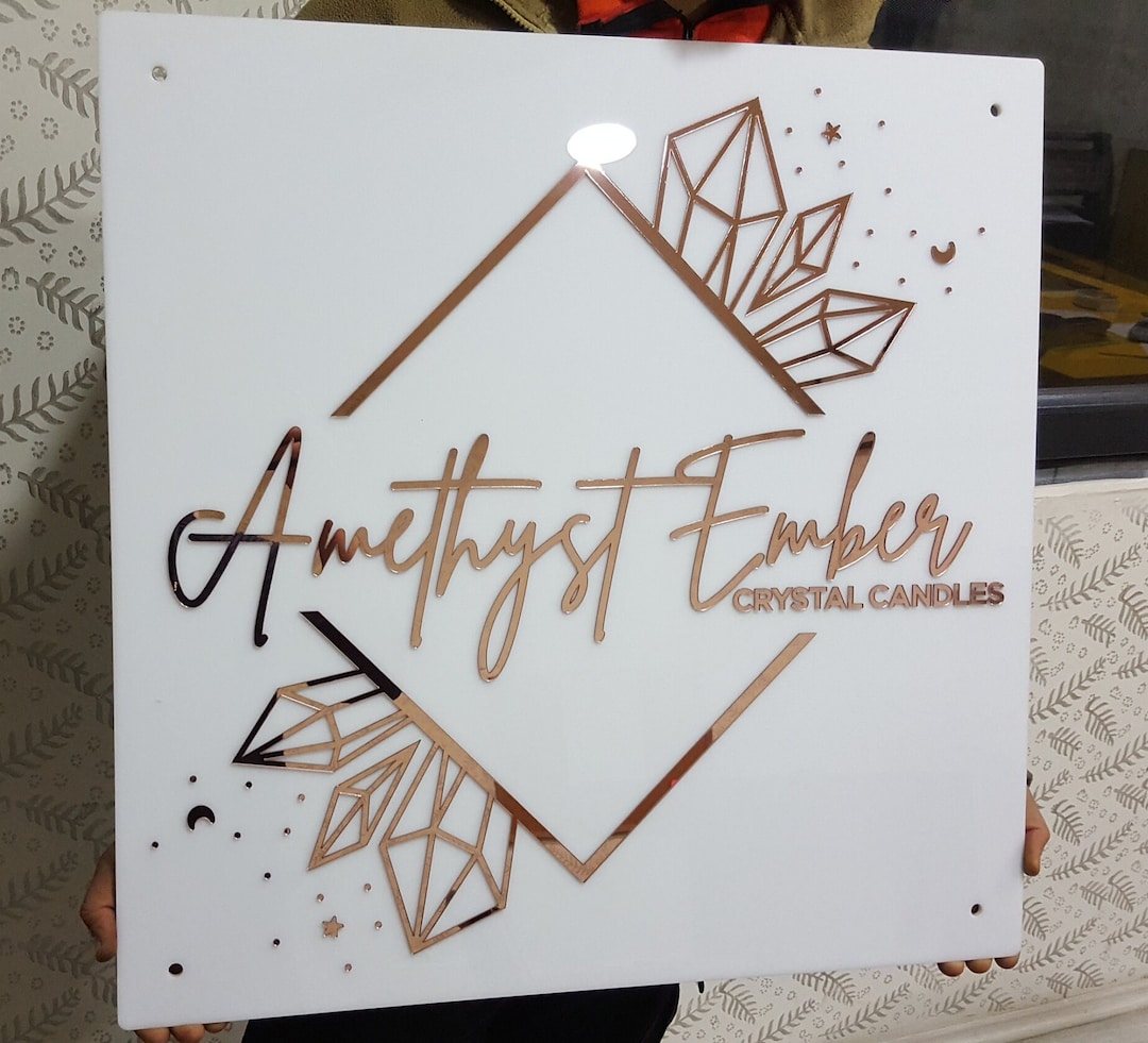 Custom Laser Cut Mirror Acrylic Logo Sign on Acrylic With Stand Offs - Etsy