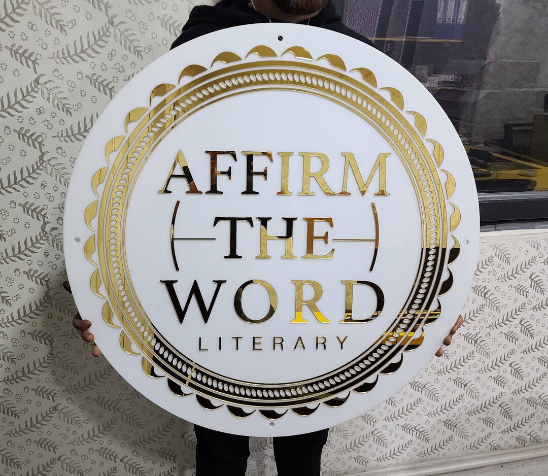 Custom Laser Cut Mirror Acrylic Logo Sign on Acrylic With Stand Offs - Etsy