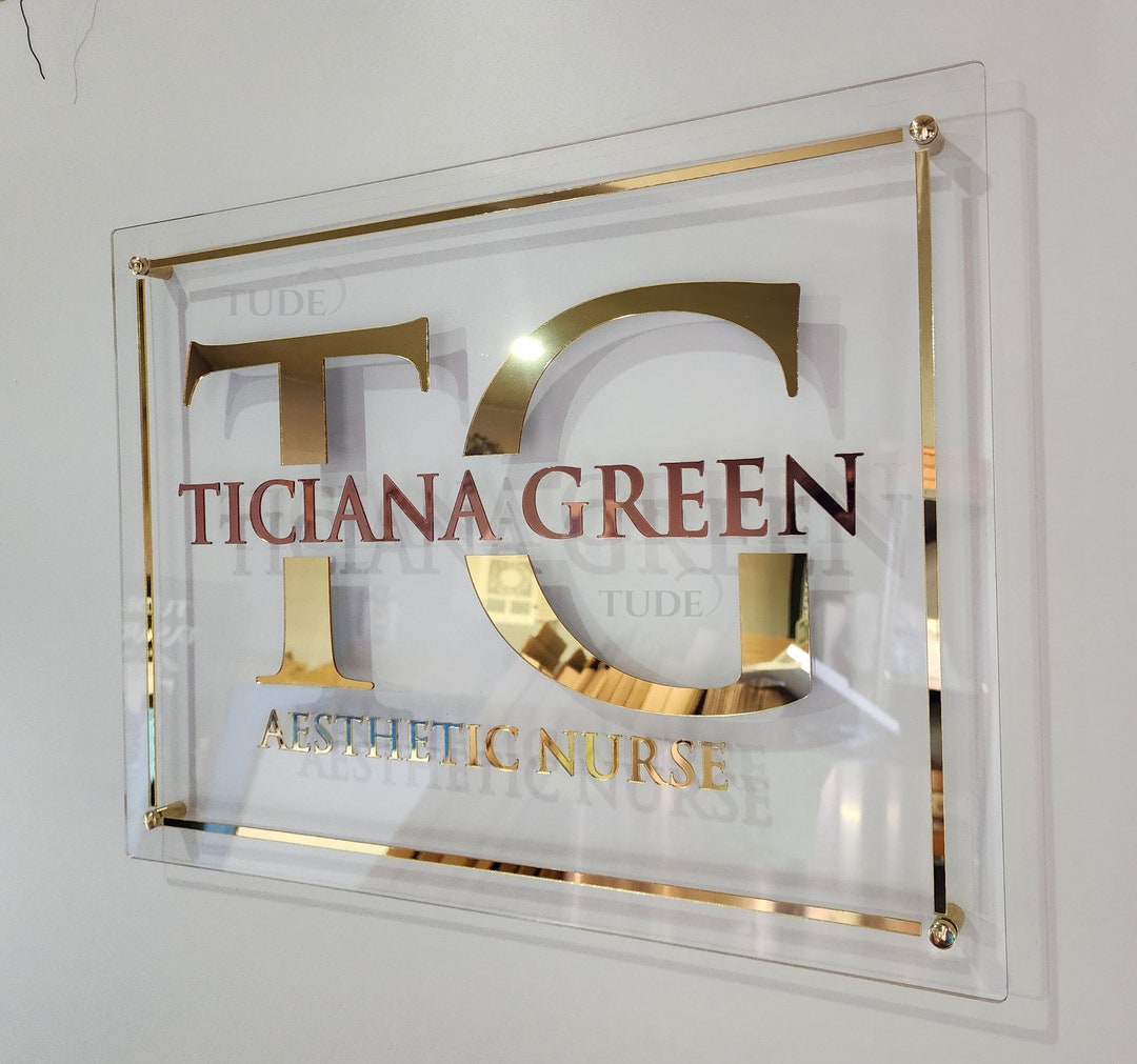 Custom Laser Cut Mirror Acrylic Logo Sign on Acrylic With Stand Offs - Etsy