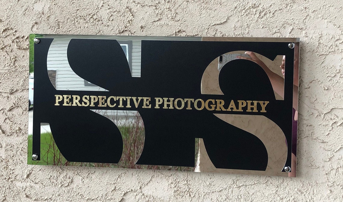 Custom Laser Cut Mirror Acrylic Logo Sign on Colored Wood With | Etsy