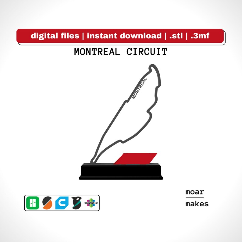 Montreal Circuit Model 2024 Formula 1 Trophy 3D Model STL Files Track ...