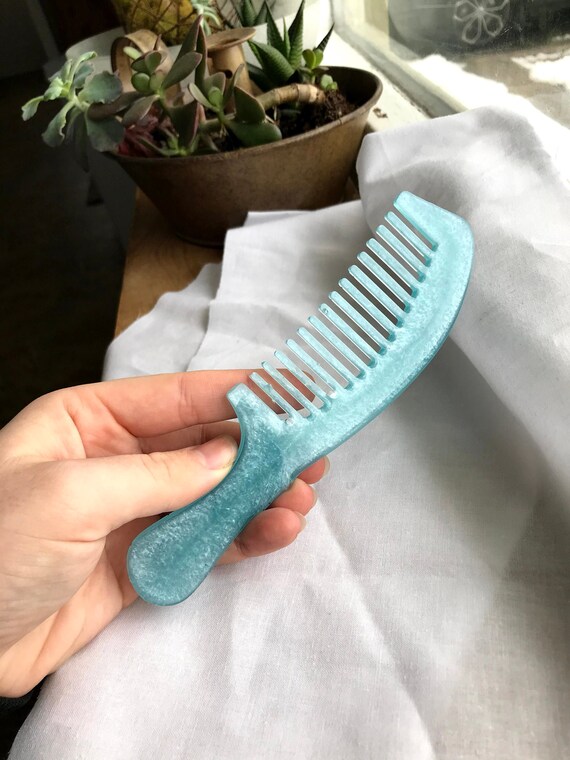 Epoxy Resin Silk Blue Large Hair Comb with a Shimmer and Sheen | Etsy