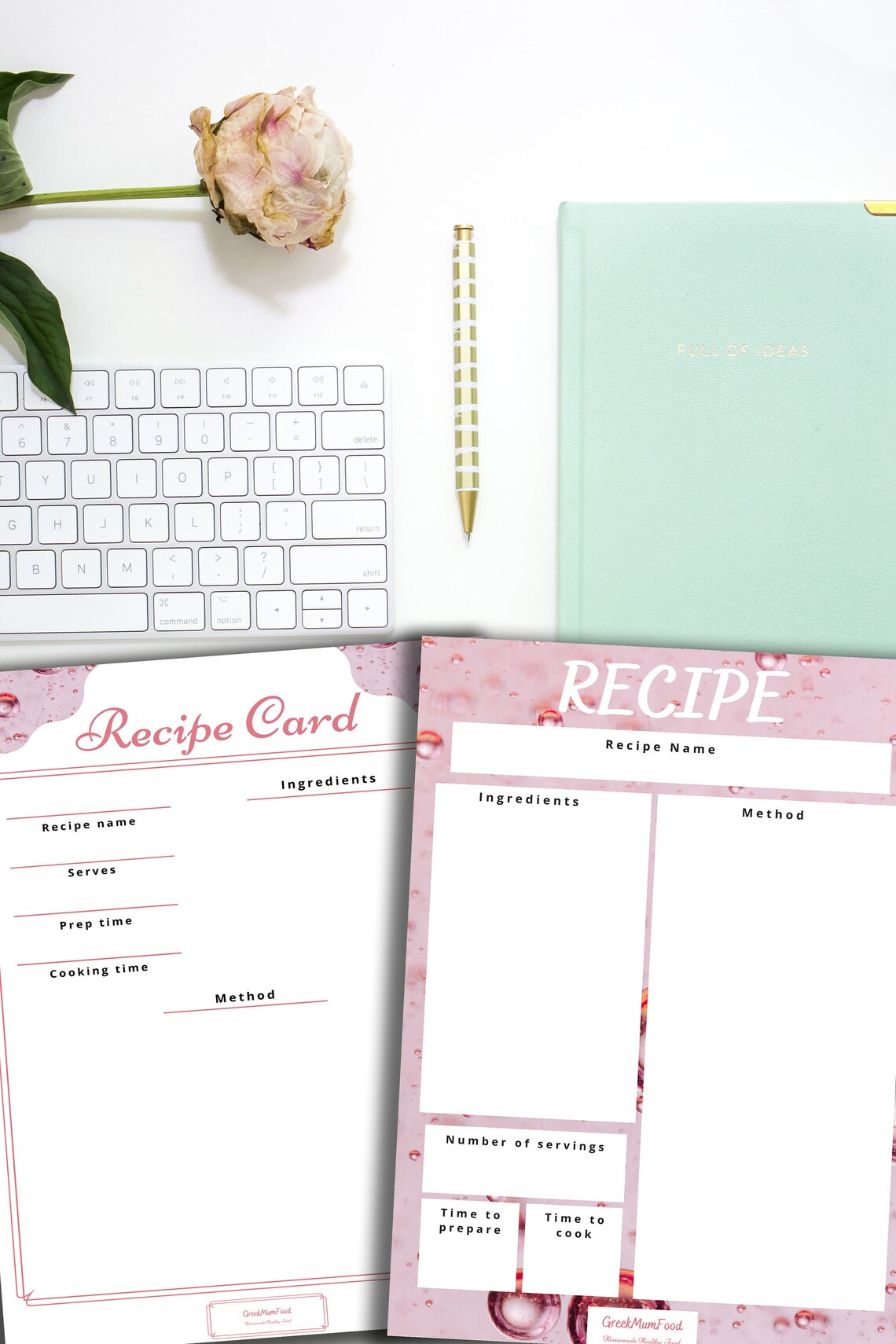 Digital Recipe Card templates in 2 designs Instant Download | Etsy