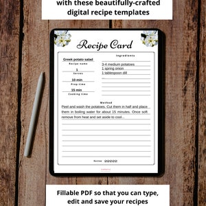 Digital Recipe Card Templates in 4 Colours-instant Download Printable ...