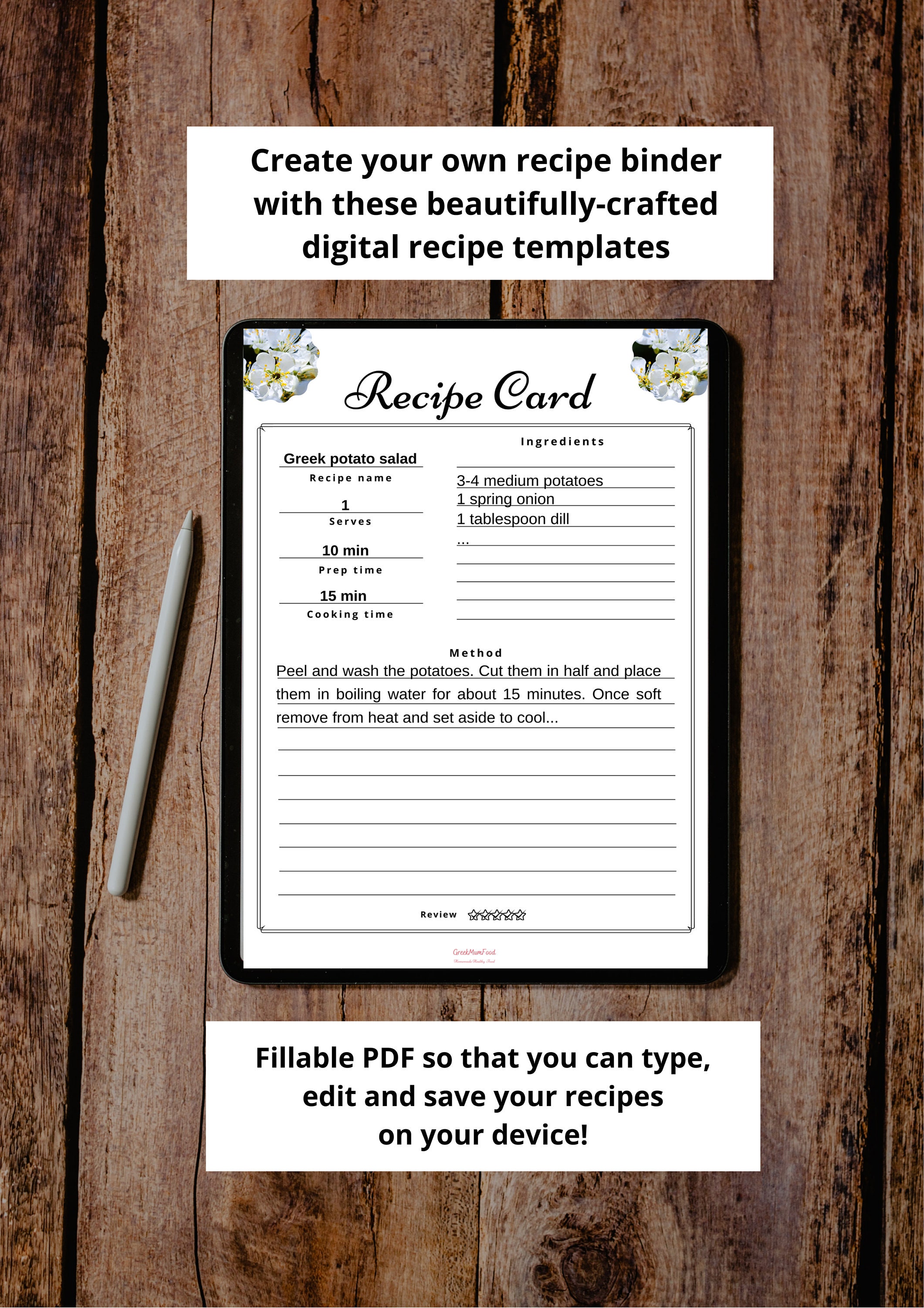 Digital Recipe Card Templates in 4 Colours-instant Download Printable ...