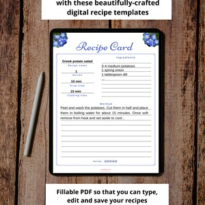 Digital Recipe Card Templates in 4 Colours-instant Download Printable ...