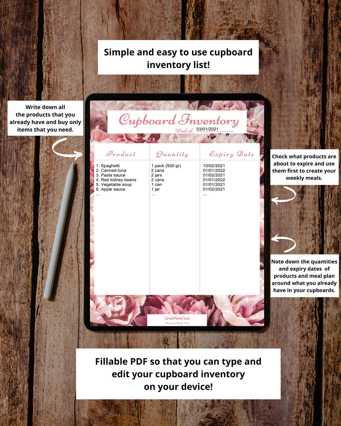 Best Digital Food Inventory Bundle Cupboard, Fridge, Freezer Printable ...