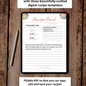 Digital Recipe Card Templates in 4 Colours-instant Download Printable ...