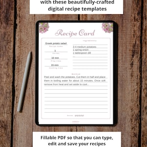 Digital Recipe Card Templates in 4 Colours-instant Download Printable ...