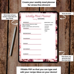 Digital Weekly Meal Planner in 2 Designs and Free Daily Planner ...