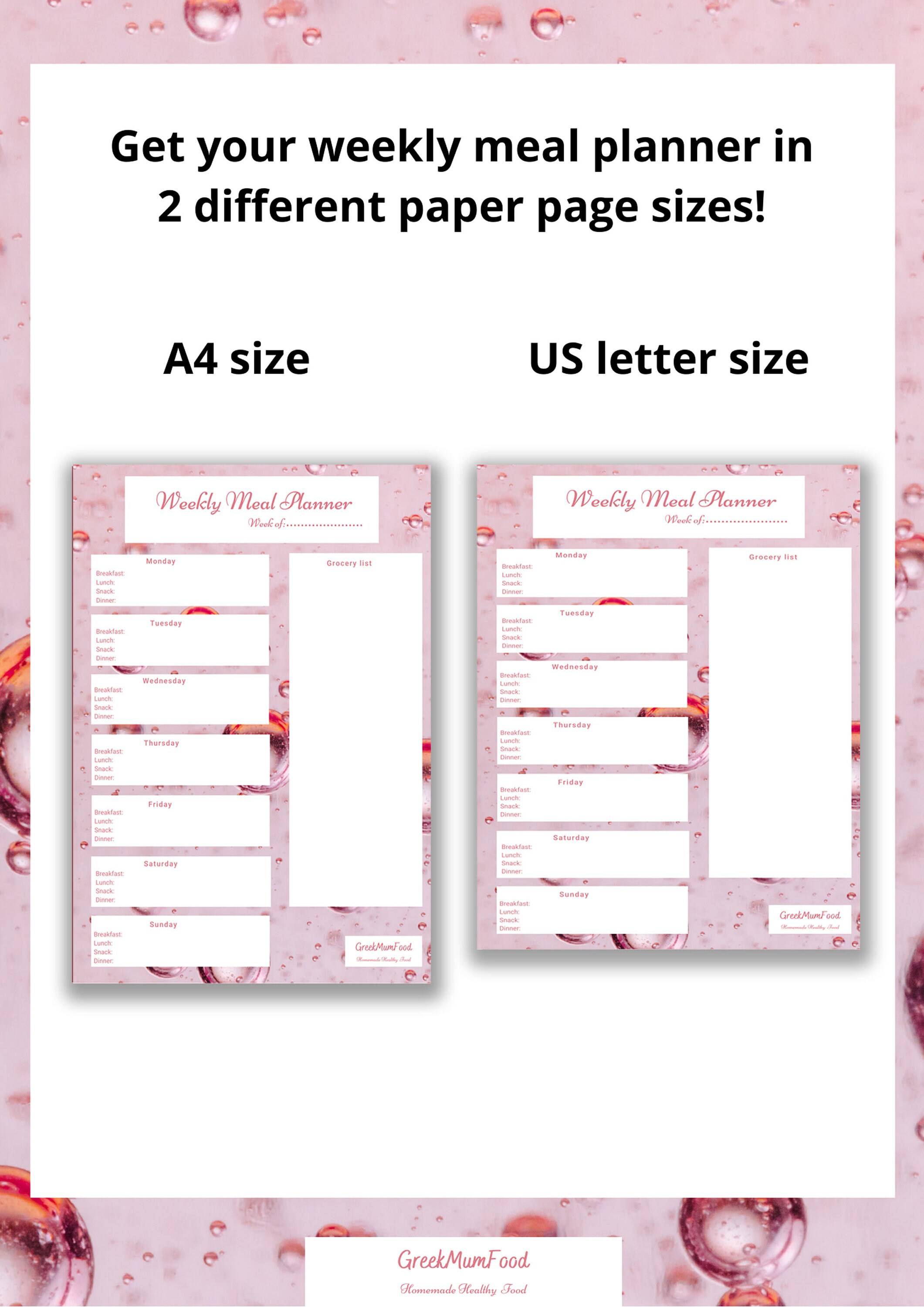 Digital Weekly Meal Planner in 2 Designs and Free Daily Planner ...