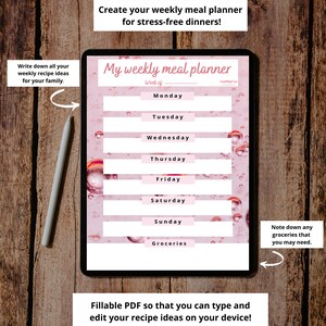 Digital Weekly Meal Planner- Editable Instant Download PDF List ...