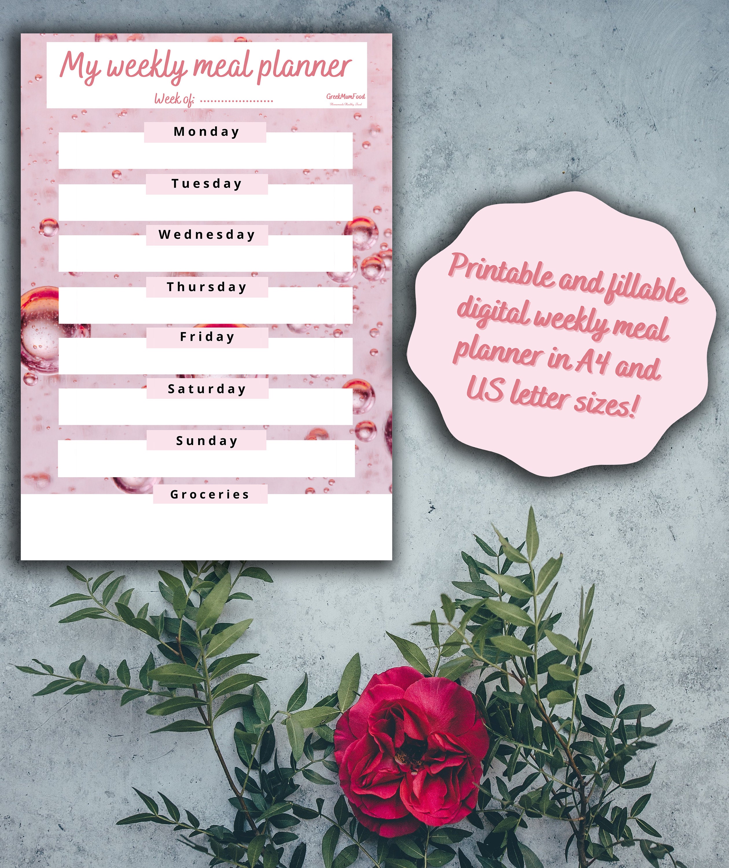 Digital Weekly Meal Planner- Editable Instant Download PDF List ...
