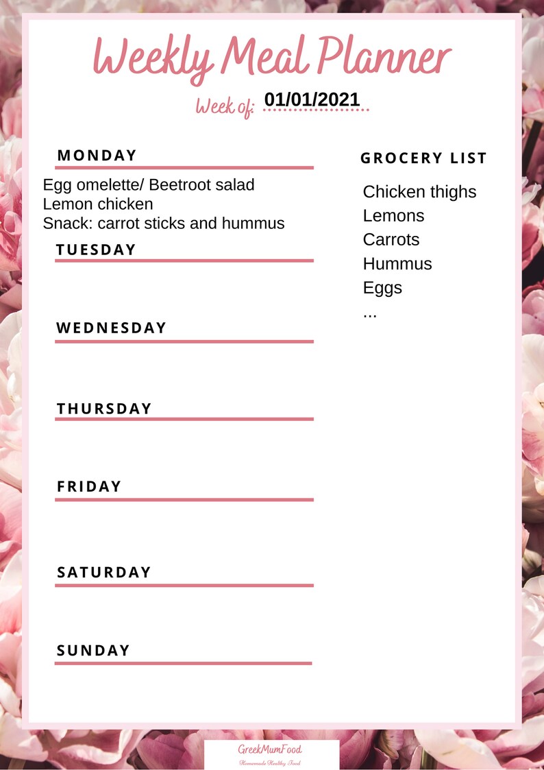 Digital Weekly Meal Planner in 2 Designs and Free Daily Planner ...