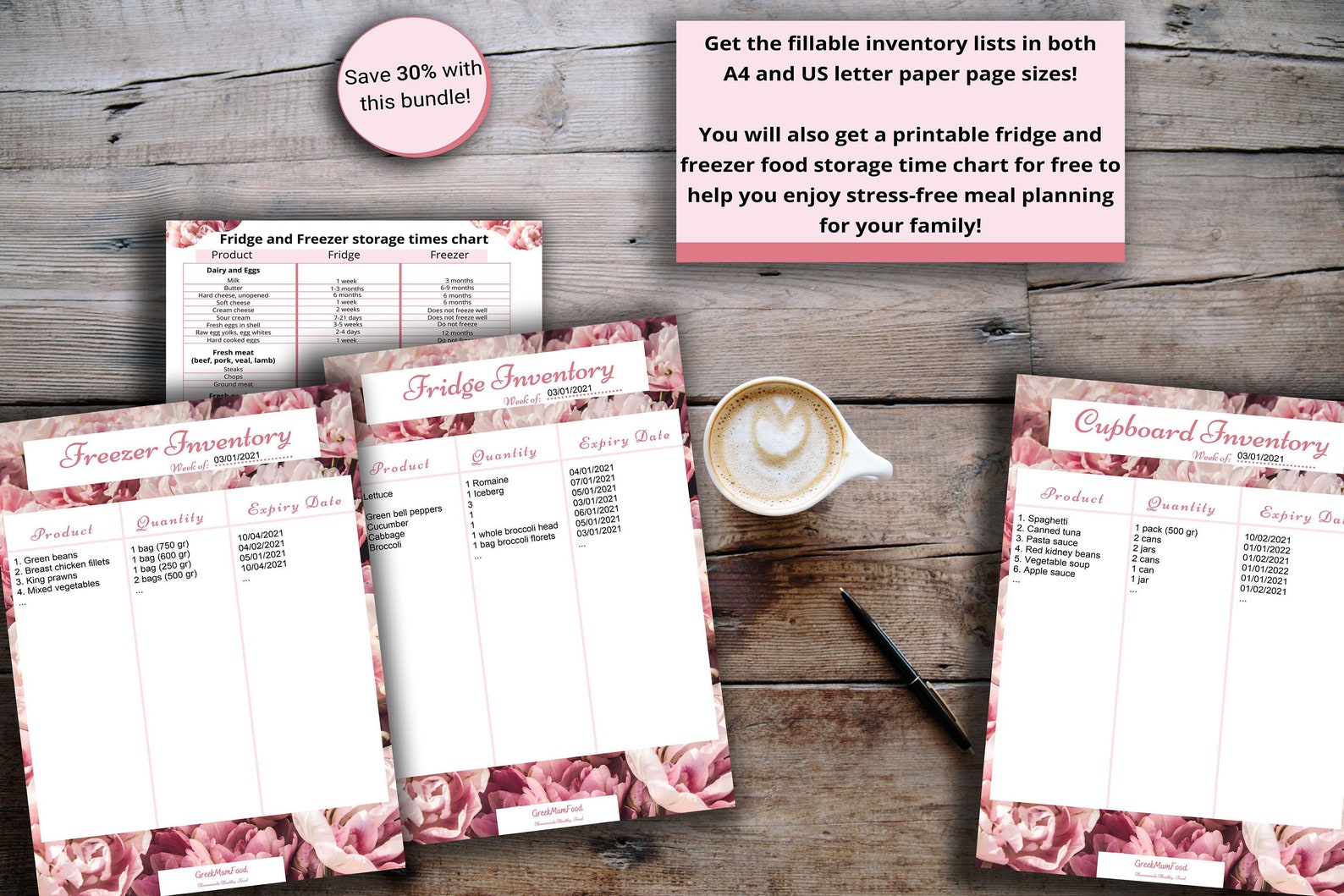 Best Digital Food Inventory Bundle- Cupboard, Fridge, Freezer Printable ...