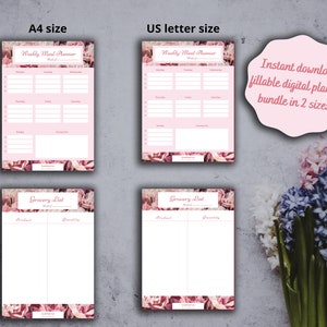 Digital Weekly Meal Planning Bundle- Editable Instant Download PDF ...
