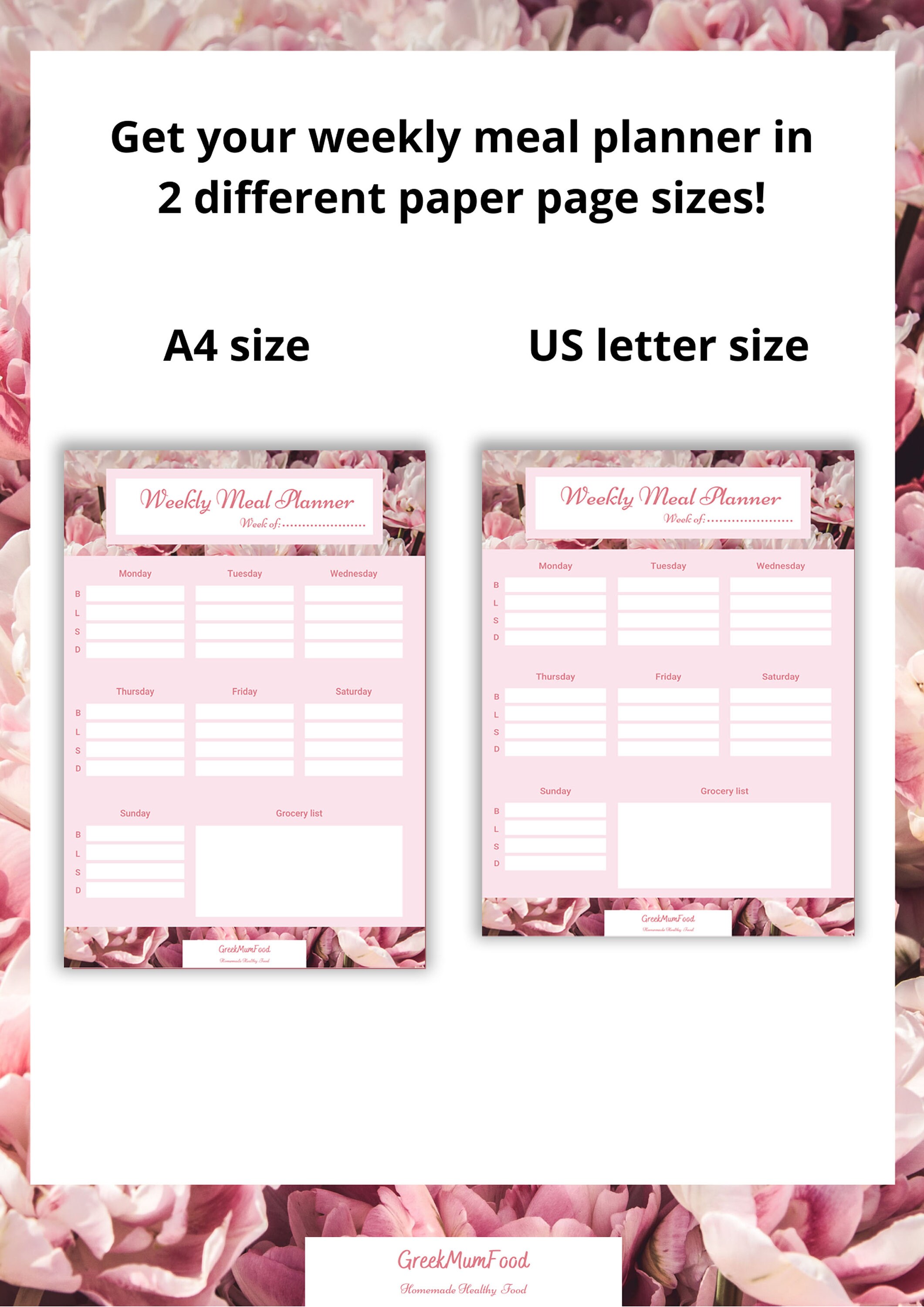 Digital Weekly Meal Planner in 2 Designs and Free Daily Planner ...