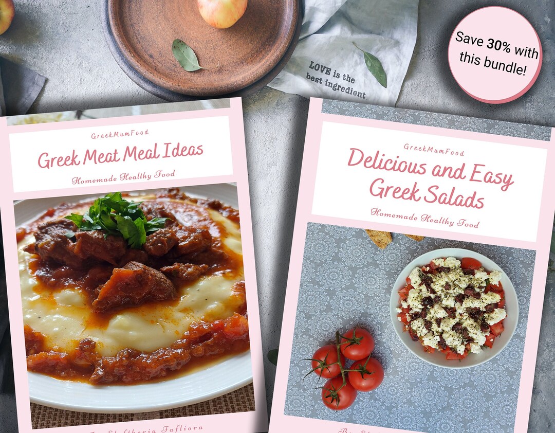 Digital Cookbook Bundle: Greek Salad and Meat Recipes, Instant Download ...