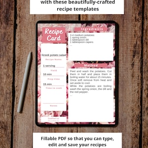 Digital Recipe Card Templates in 2 Designs- Instant Download Printable ...