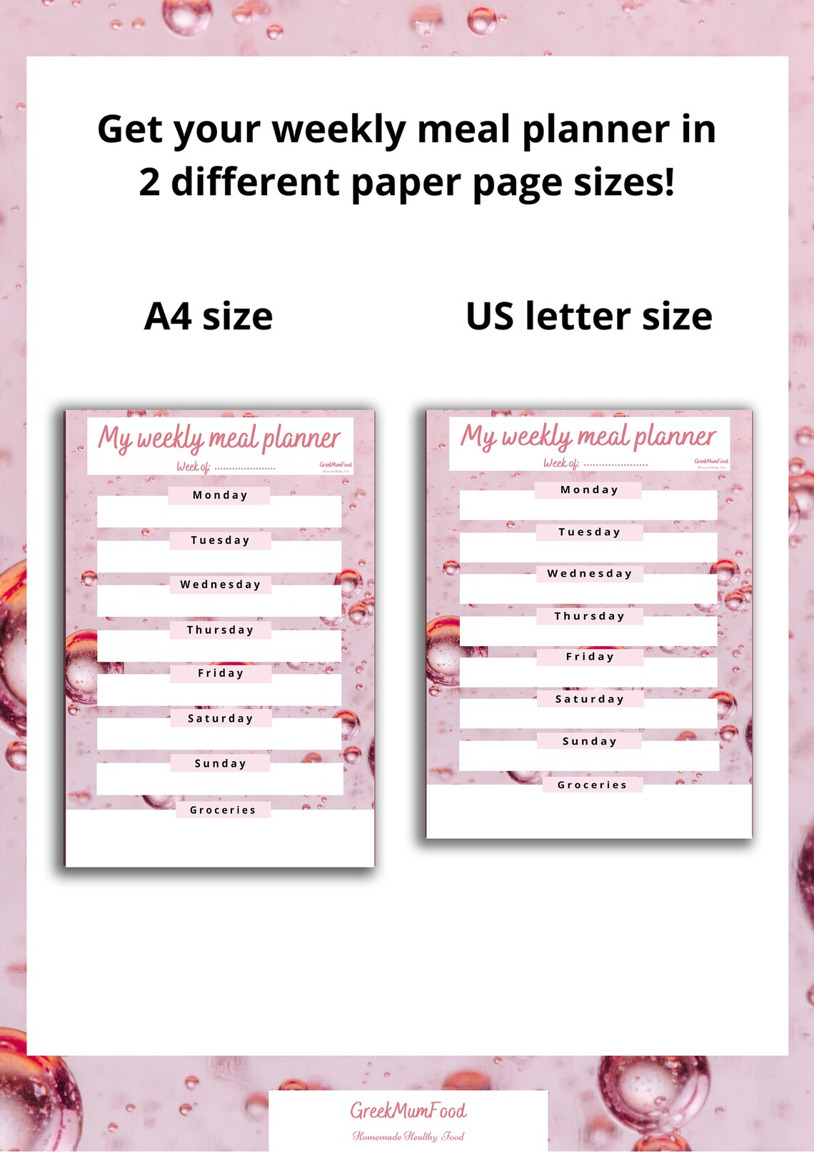 Digital Weekly Meal Planner Editable Instant Download PDF List ...