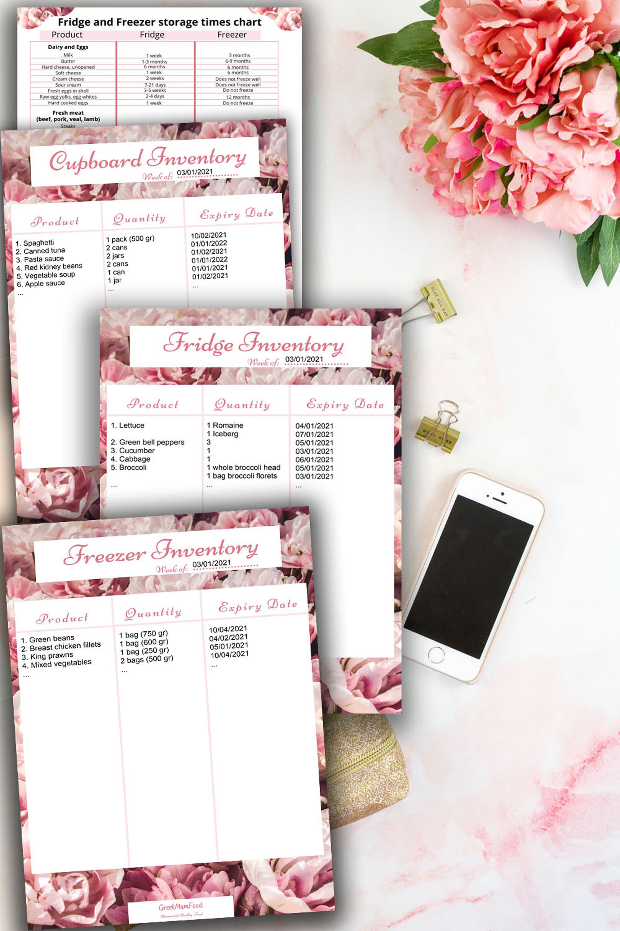 Best Digital Food Inventory Bundle Cupboard, Fridge, Freezer Printable ...