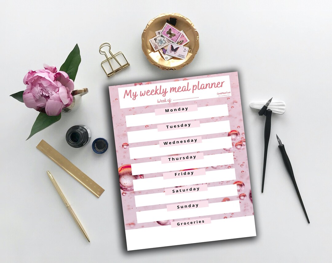 Digital Weekly Meal Planner- Editable Instant Download PDF List ...