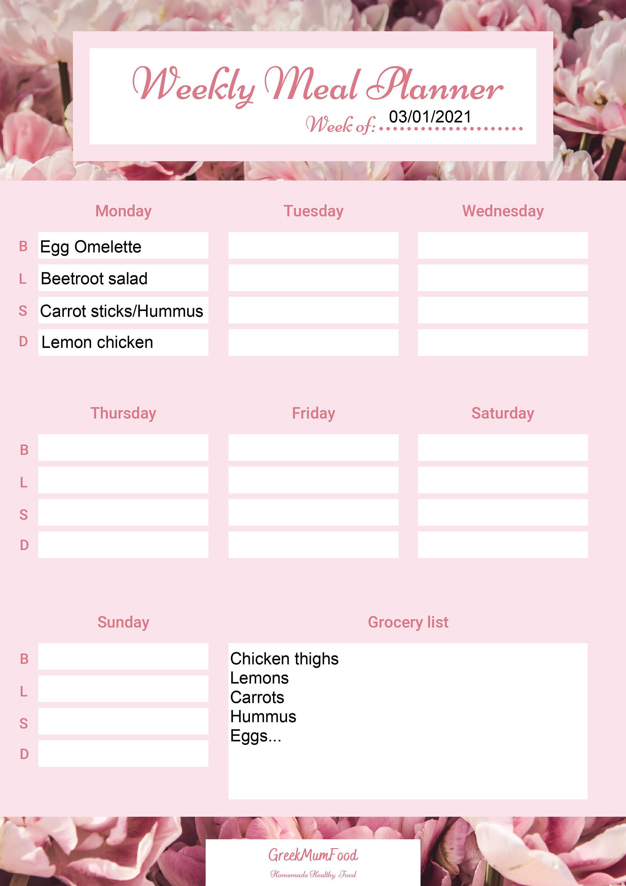 Digital Weekly Meal Planner in 2 Designs and Free Daily Planner ...