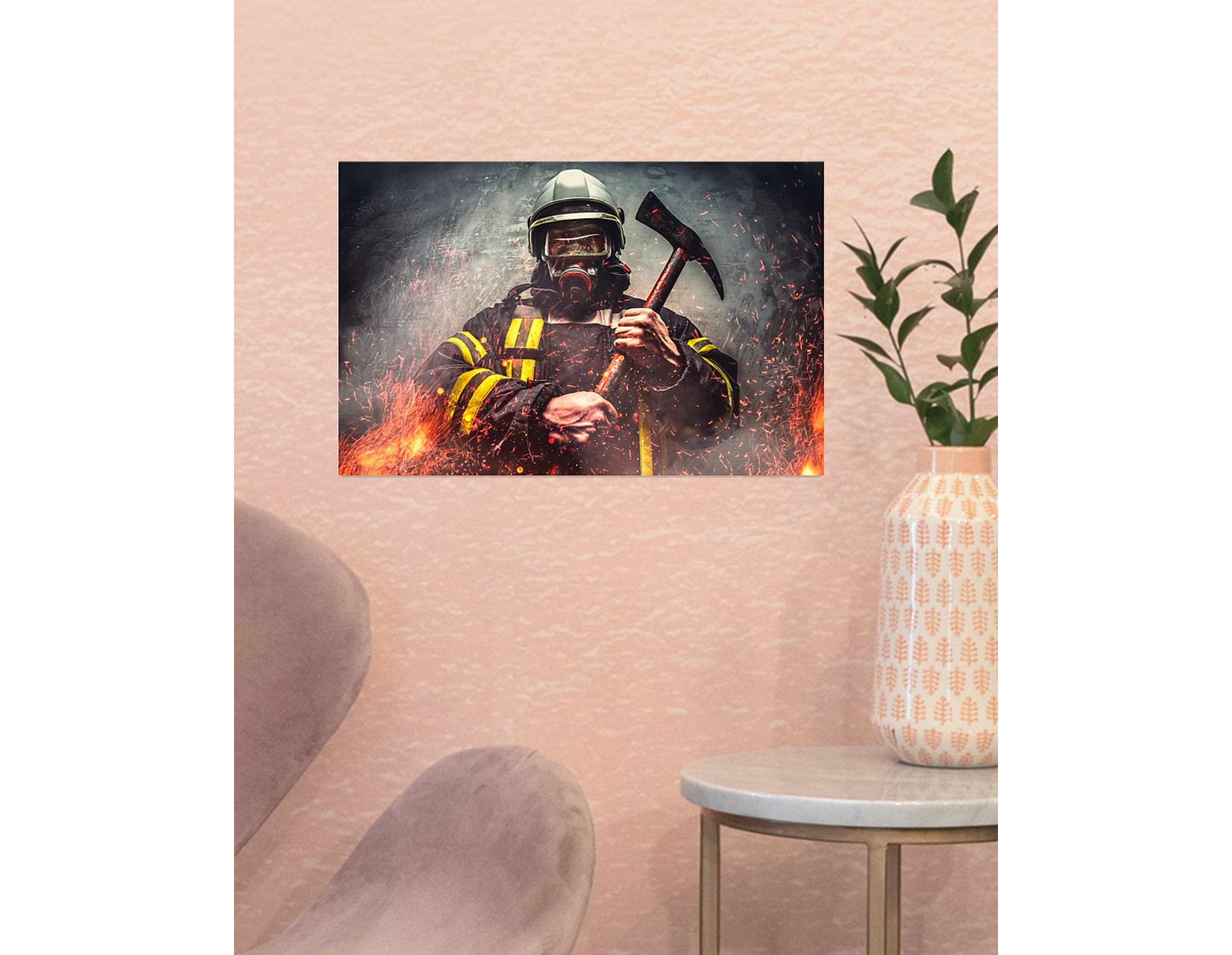 Firefighter Poster Firefighter Art Print Fireman Dad Hero | Etsy